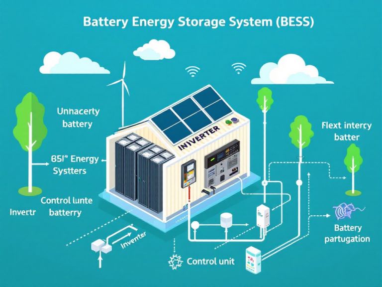 A Visual Illustration Of A Battery Energy Storage System Bess Showing Various Components Like